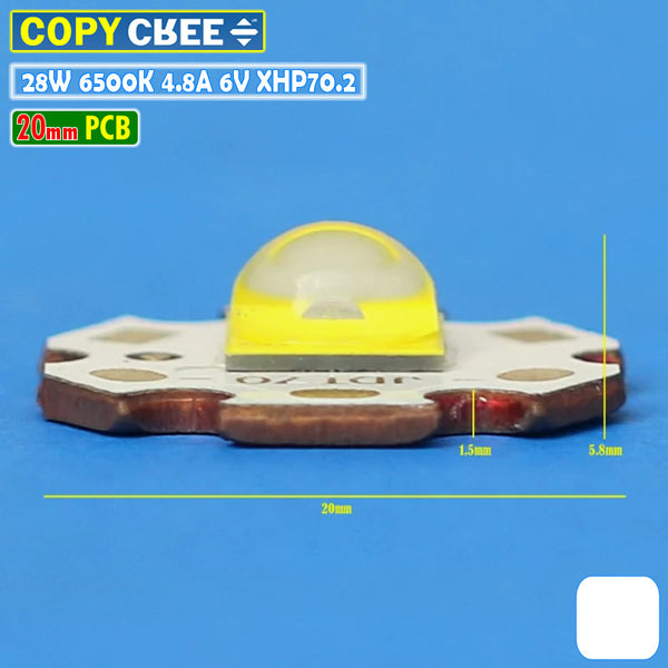 COPY CREE 28W XHP 70.2 Putih 6000K 6V XHP70 2 White Mata LED 20mm 4.8A ...
