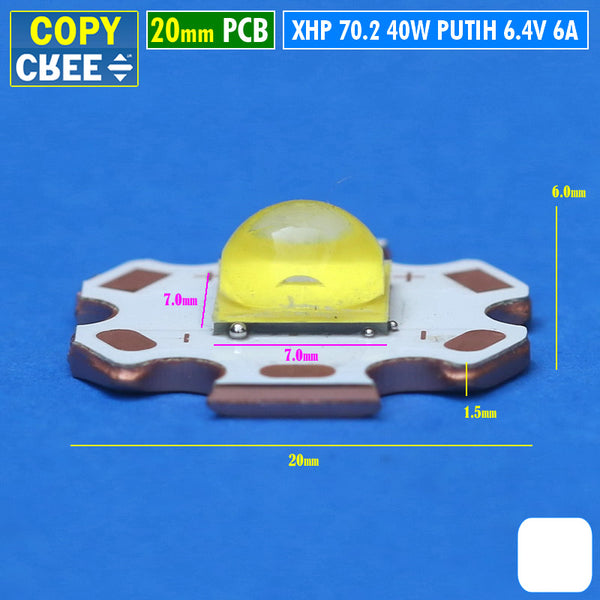 Copy Cree 40W 20mm Led Putih 6.4V 6A 6000K 6500K P70 XHP 702 XHP702 Ma ...