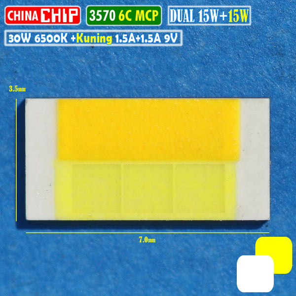 Chip LED 3570 30W 6C Dual Kuning Putih MCP CSP Laser Projie BiLED 9V ...