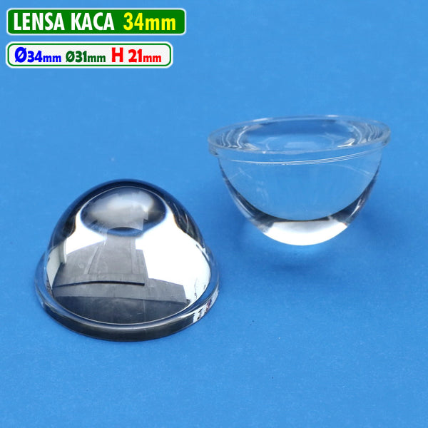 Lensa Kaca 34mm Cembung Datar H.21 ID.31mm 1.3 Inch LED HPL MCP Biled ...