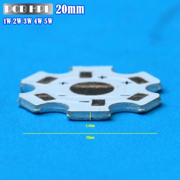 PCB 20mm Aluminium LED HPL 1W 3W Star PCB Plate Tebal 1.4mm – Pusatled