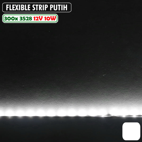 Flexible Strip PUTIH 5 Meter 12V 10W 300 Led 3528 Ambient Plafon Dekor ...